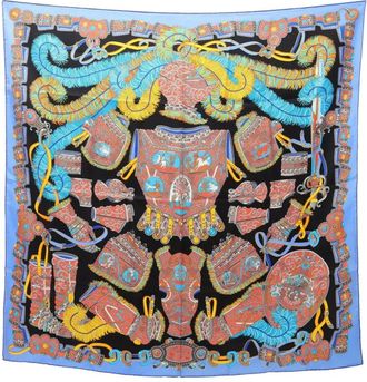Herm&egrave;s 2000-2025 Sous L Egide de Mars Silk Scarf 90 scarves - Schwarz
