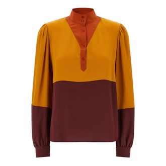 Saint Laurent Color-Block Seidenbluse - - Blouses & Shirts - Damen - Mehrfarbig - XS