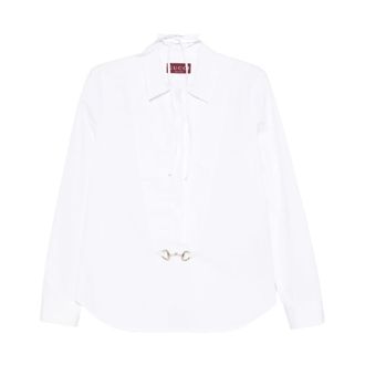 Gucci Wei&szlig;e Horsebit Detail Krawattenhals Bluse - - Blouses & Shirts - Damen - Wei&szlig; - L