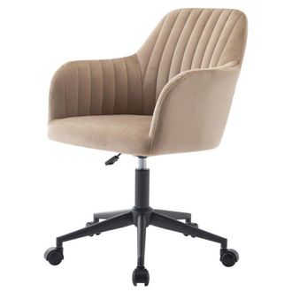 Vente-Unique Vente-unique - Chaise de bureau - Velours - Beige et noir - Hauteur réglable - eleana