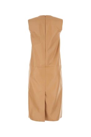 Prada Womens Skin Pink Nappa Leather Dress Naturale Abiti