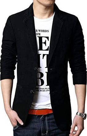 Onsoyours Blazer Homme Veste de Costume Slim Fit Un Bouton/Deux Boutons Casual Jacket Blazer Homme Elégant Formel pour Mariage Business Soirée D Noir M