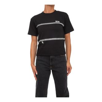 GCDS L&auml;ssiges Baumwoll-T-Shirt f&uuml;r M&auml;nner - - Tops - Damen - Schwarzk - S