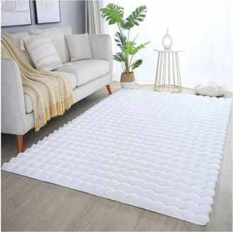 Allotapis Collection Allotapis - Tapis moelleux aspect 3D uni Whisper Blanc 120x170