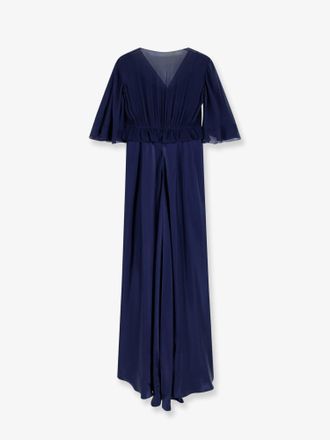 Alberta Ferretti Womens Dress Satin Long Blue Viscose Evening Suits