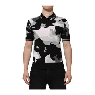 Dolce & Gabbana Multicolor Camouflage Polo T-shirt mit Logo - - Tops - Herren - Mehrfarbig - XS