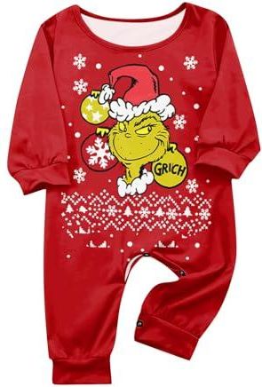 Generic Le Grinch Pyjama Noel Famille De Grinch Enfant Chaud Et Doux Bebe Ensembles Hiver Femme Pull Assorti The Noël Coton Garcon Adulte Ensemble Deguisement