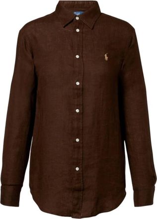 Ralph Lauren Femme, Blouses et Chemises, Brun, Taille: 42 FR Linen Shirt