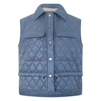 Moorer Gilet matelass&eacute; &agrave; boutons - Femme - Vestes - Bleu - Taille: 36 FR