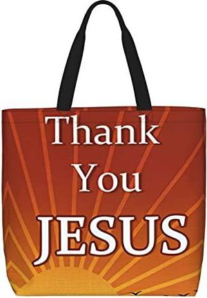 Generic Sac Fourre-Tout Merci J&eacute;sus Sac De Shopping R&eacute;utilisable De Grande Capacit&eacute; Sacs En Toile &Eacute;paule, Pour Filles, Burea, Tous Les Jours, Shopping
