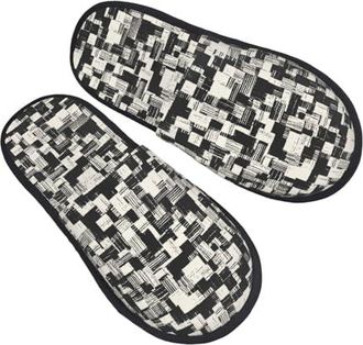 Generic Pantoufles En Feutre Motif Bris&eacute; Abstrait R&eacute;utilisables Slippers Peluche Hiver Chausson Pour Chambre Spa Automne L