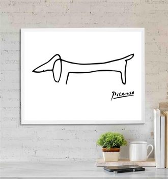 Generic Wandkunst-Dekoration, Picasso, gezeichnete Linien, Zeichnung, Leinwand, Poster, ungerahmt, Gr&ouml;&szlig;e 20 x 30 cm (Picasso-Hund)