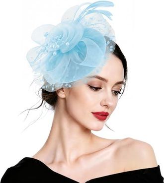 Dreshow Fascinator Chapeau Plume Mariage Dames Day Bandeau et Clip Cocktail Tea Party Chapeau pour Fille et Femmes
