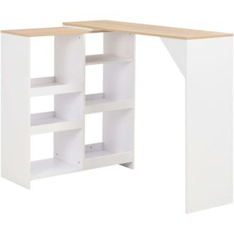 vidaXL Table de bar avec bureau avec pc en bois moderne diff&eacute;rentes couleurs Couleur : Blanc et bois