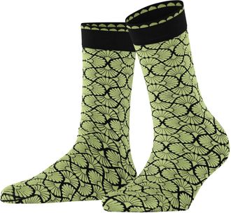 Falke Damen Socken Flair Epoque 80 DEN W So blickdicht gemustert 1 Paar, Grün Lemon 7498, 35-38