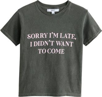 Next T-Shirt Schmaler geschnittenes T-Shirt mit Slogan, Fun (1-tlg)