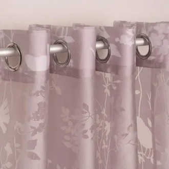 Sch&ouml;ner Leben &Ouml;senvorhang mit Allover Ausbrenner Motiv Zweige V&ouml;gel Mauve 140x245cm