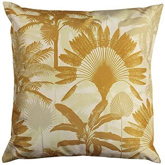 furn. Eingereif. Palms Outdoor-Polyester-gef&uuml;lltes Kissen, Polyester, Ocker