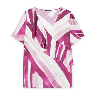 Fiorella Rubino Femme, Blouses et Chemises, Multicolore, Taille: 48 FR Blouse Imprim&eacute;e &agrave; Volants