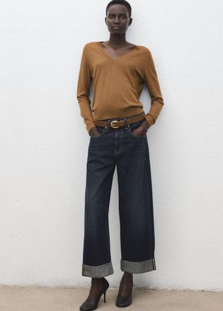 Mango Strickpullover mit V-Ausschnitt tobacco-braun - Damen - XS - MANGO