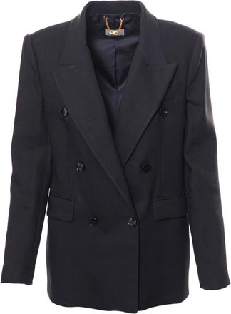 Elisabetta Franchi Femme, Vestes, Noir, Taille: 40 FR Veste Gabardine M&eacute;lange Lin