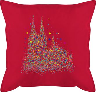 Shirtracer Kissen 50x50 - & - Kölner Dom Konfetti I Karneval I Fasching - 50 x 50 cm - Rot - Geschenk karnevalskissen Fasching- köln Karnevals Carnevale Koln Fas