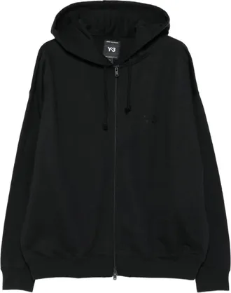 Yohji Yamamoto SweaT-shirt &agrave; capuche zipp&eacute; bross&eacute; - Homme - Sweatshirts et sweats &agrave; capuche - Noir - Taille: M