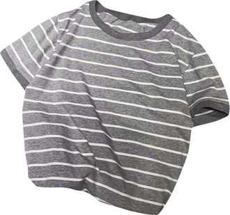 Generic T-shirts ray&eacute;s pour hommes, t-shirt d&eacute;t&eacute; &agrave; manches courtes, col rond, pull-over aux couleurs contrast&eacute;es, haut grand et grand, t-shirt d&eacute;contract&eacute;, Z0
