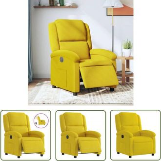 vidaXL Relaxsessel Elektrisch Gelb Samt - Fernsehsessel - Elektrischer Recliner - Samt Sessel - Gelber Sessel - Lounge Sessel - The Living Store