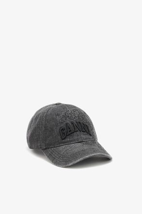 Ganni Casquette en denim brod&eacute;e Noir - Pour Femme