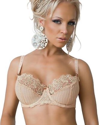 Valea Soutien-gorge balconnet de luxe doux en dentelle bretelles réglables Collection brillant doux, beige, 95C