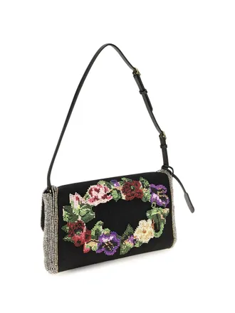 Valentino Garavani Womens Shoulder Bag Devain Multicolour-Black Silk Satin Multicolour/black