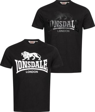 Lonsdale Herren T-Shirt Normale Passform Doppelpack Kelso Black/Black XXL