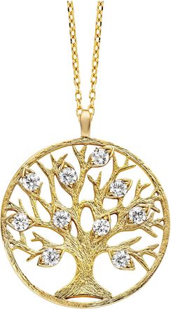 Julie Julsen Anh&auml;nger mit Kette 925 Silber vergoldet Lebensbaum Zirkonia wei&szlig;