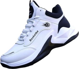Generic Chaussures décontractées pour homme, chaussures de basket-ball, de sport et de course, Noir/blanc, 10.5