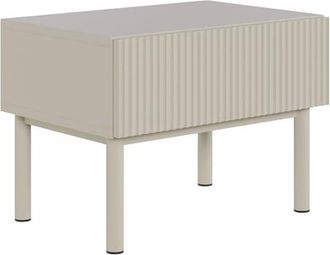 Selsey Nachttisch 50 cm Greige mit Gefr&auml;ster Front und Schublade, Schmaler Nachttisch f&uuml;r Schlafzimmer, Modernes Design, Funktionalit&auml;t und Langlebige Verarb