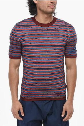 Bottega Veneta Striped Cotton-Blend Crew Neck T-Shirt size S