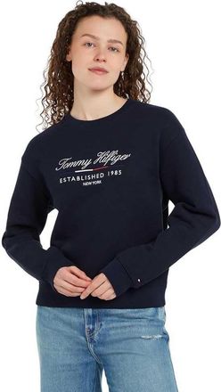 Tommy Hilfiger Damen Sweatshirt mit Rundhalsausschnitt, Blau (Desert Sky), XL