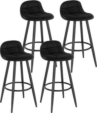 Woltu Woltu - Lot de 4 Tabourets de Bar Modernes, Chaise de Cuisine Haute en Velours et M&eacute;tal, Hauteur dAssise 70cm, Gris Fonc&eacute;