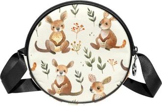 Generic Sac &agrave; bandouli&egrave;re rond pour femme, petit sac &agrave; bandouli&egrave;re kangourou mignon avec fermeture &eacute;clair et bretelles r&eacute;glables