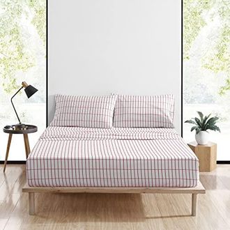 Marimekko Bettwäsche-Set für King-Size-Betten, Baumwollperkal-Bettwäsche-Set, knackig und kühl, leicht und atmungsaktiv (Pieni Tiiliskivi Rot, King)