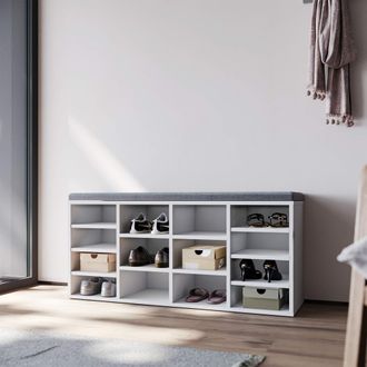 Sonni Schuhregal mit Sitzfläche, Schuhschrank mit Sitzbank, 103.5 x 30 x 48 cm, mit Verstelbaren Einlegeböden, mit Stauraum Schuhablage, mit Sitzkissen