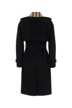 Burberry Womens Black Cotton Trench Coat