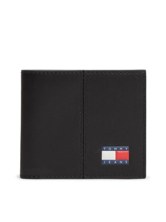 Tommy Jeans Geldb&ouml;rse TOMMY JEANS TJM HERITAGE CC WALLET, Herren, schwarz, Leder, Lederimitat, Textil, Basic, Kleinlederwaren, Geldbeutel, Portemonnaie, Money Poc