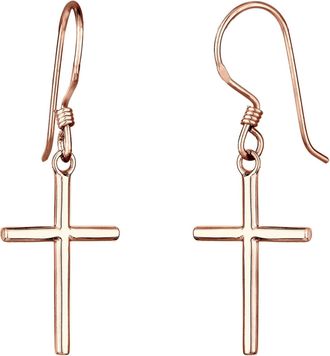 Elli Ohrringe Damen Kreuz Anhänger Filigran aus 925 Sterling Silber rosé vergoldet