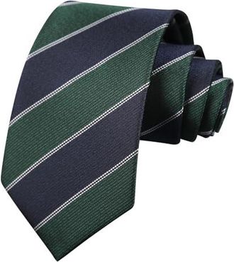Alizeal Cravate classique à rayures pour homme 8 cm, 54-Bleu marine/vert, taille unique