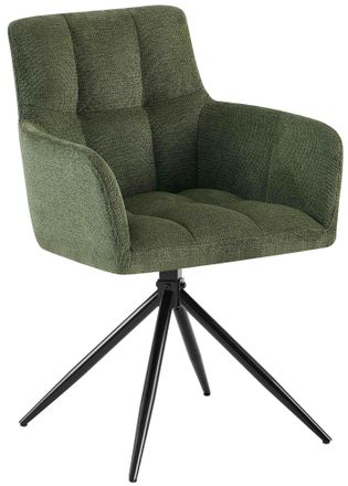 Clp Esszimmerstuhl Jonah, schwenkbarer Polsterstuhl mit Armlehne, 180&deg; Auto-R&uuml;ckstellmechanismus, Stoffbezug pflegeleicht, Stuhl f&uuml;r K&uuml;che, Farbe:gr&uuml;n