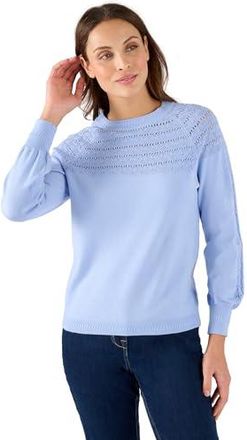 Damart Pull Jeu de Maille Fantaisie Femme Bleu Taille 38/40