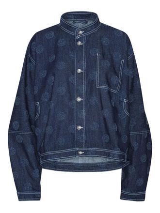 Henrik Vibskov veste en jean Dart &agrave; pois - Bleu