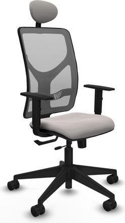 Piqueras y Crespo B&uuml;rostuhl, grau und wei&szlig;, mit 1D-Armlehnen, h&ouml;henverstellbare Lendenwirbelst&uuml;tze und festes Kopfteil, ausgestattet mit Syncro/Traslack und Schneidesch